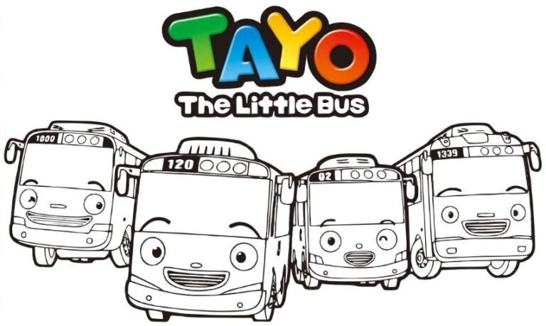 20 Gambar Tayo Mewarnai & Sketsa Lengkap Untuk Anak TK & SD