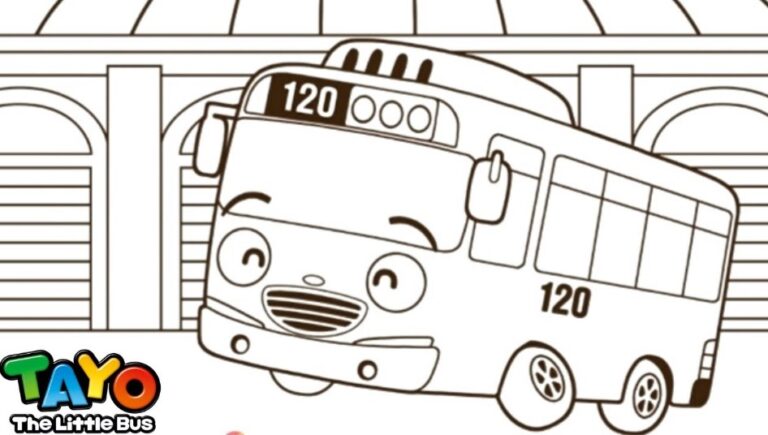 20 Gambar Tayo Mewarnai & Sketsa Lengkap Untuk Anak TK & SD